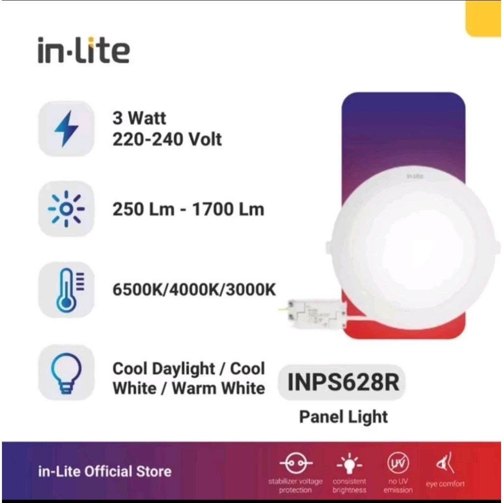 Jual Lampu Downlight LED Bulat Inbow 3 Watt 3000K In-Lite INPS628R ...