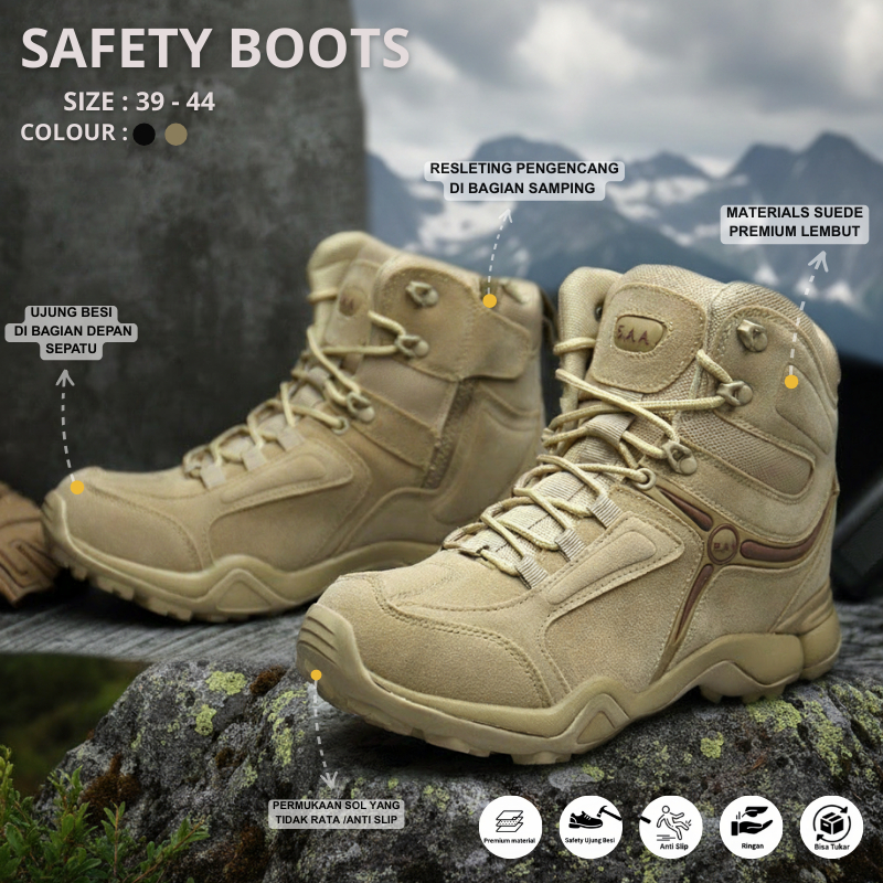 Jual Sepatu Boots Safety Delta Tactical 5AA Satpol pp Polisi TNI Pdl ...