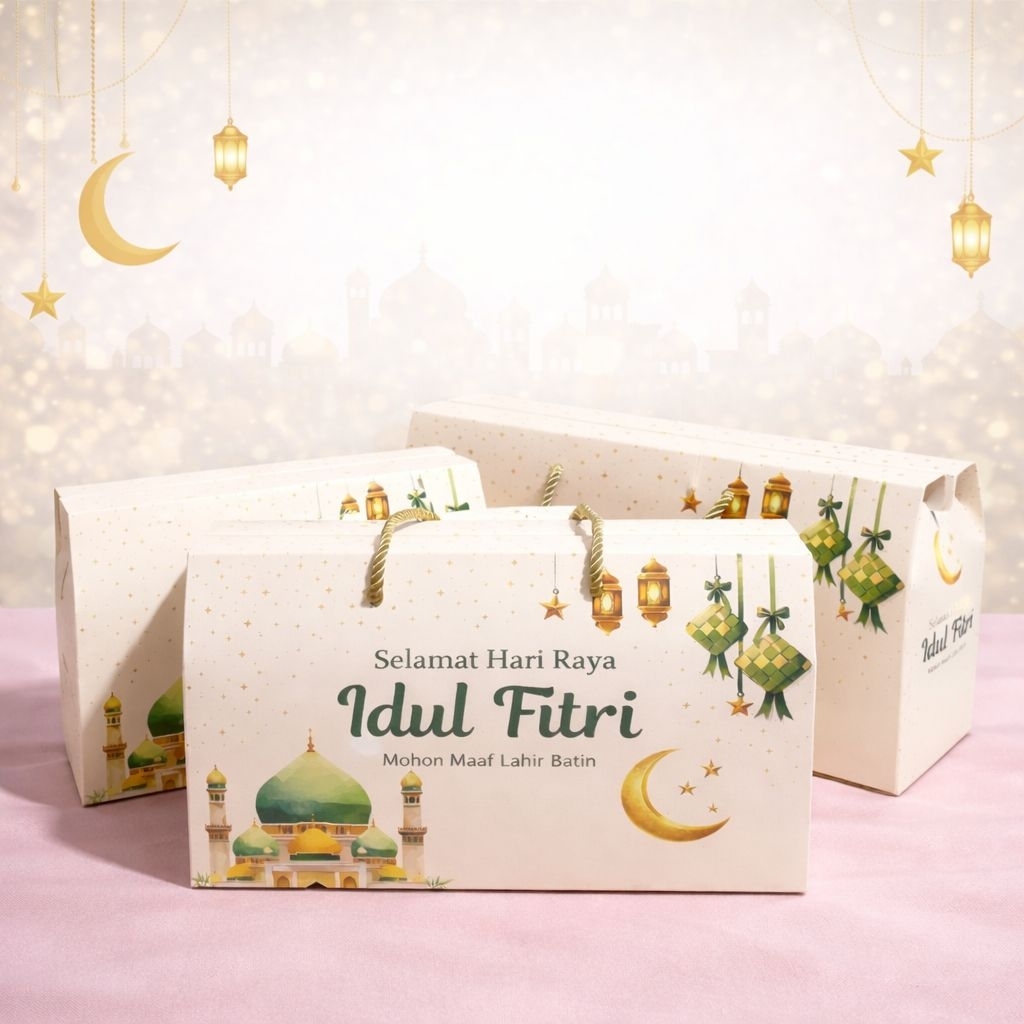 Jual Gable Box Lebaran Idul Fitri Eid Mubarak ( ISI 10PCS ) Gable Box ...