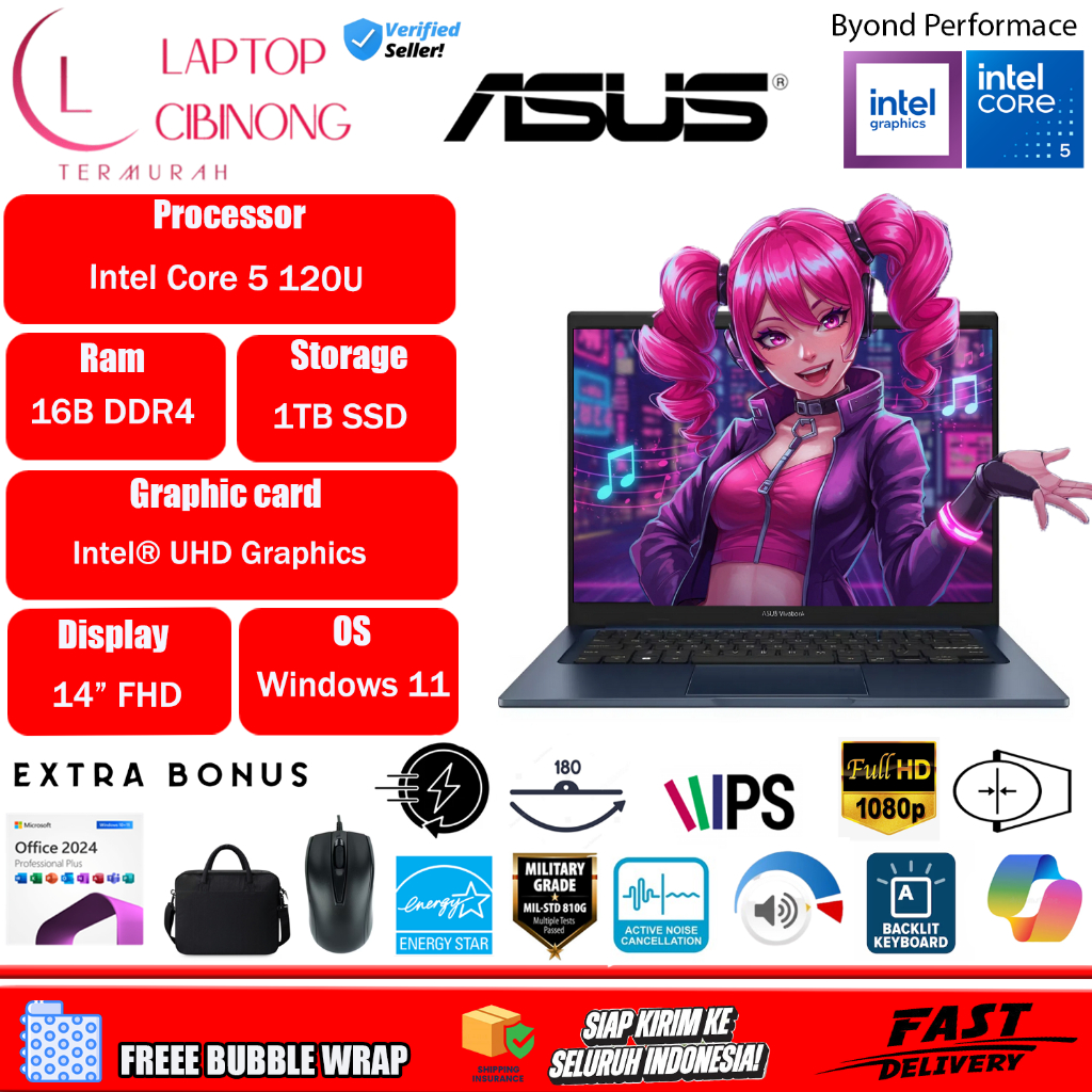 Jual Laptop Asus Vivobook 14 | 1404VA Intel Core 5 120U FHD IPS 1TB SSD ...