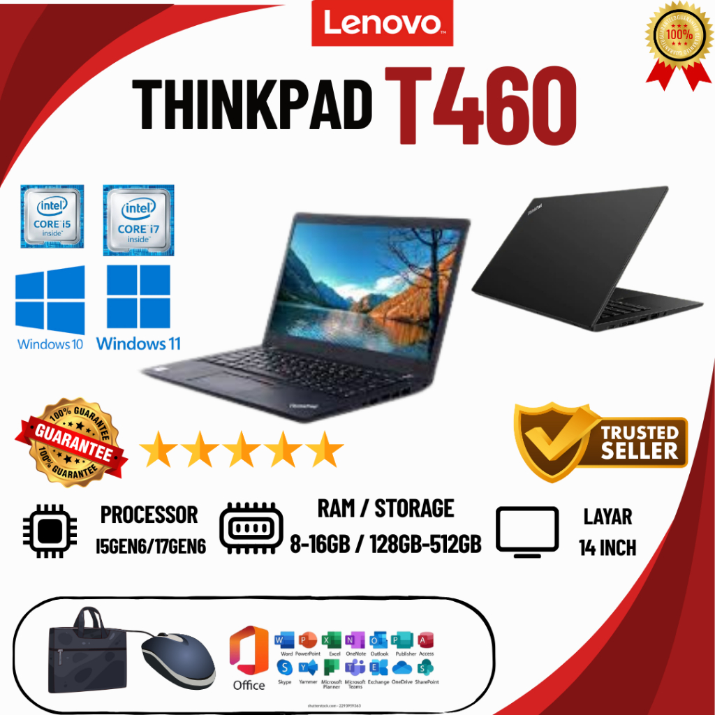 Jual Laptop Lenovo Thinkpad T460 / T460s | Intel Core i5 / i7 Gen 6 ...