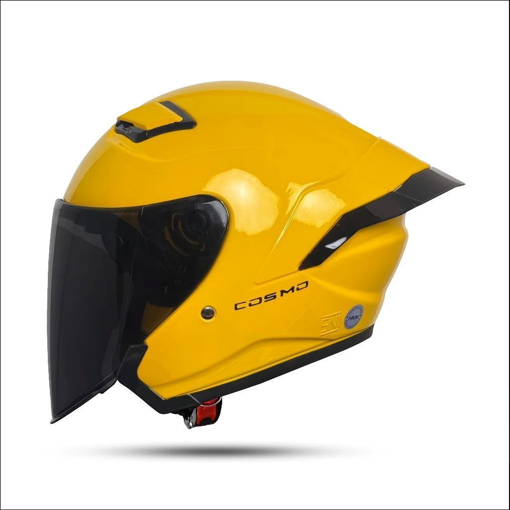 Jual Helm MLA COSMO / KUNING Kaca Visor Smoke Spoiler / Helm Half Face ...
