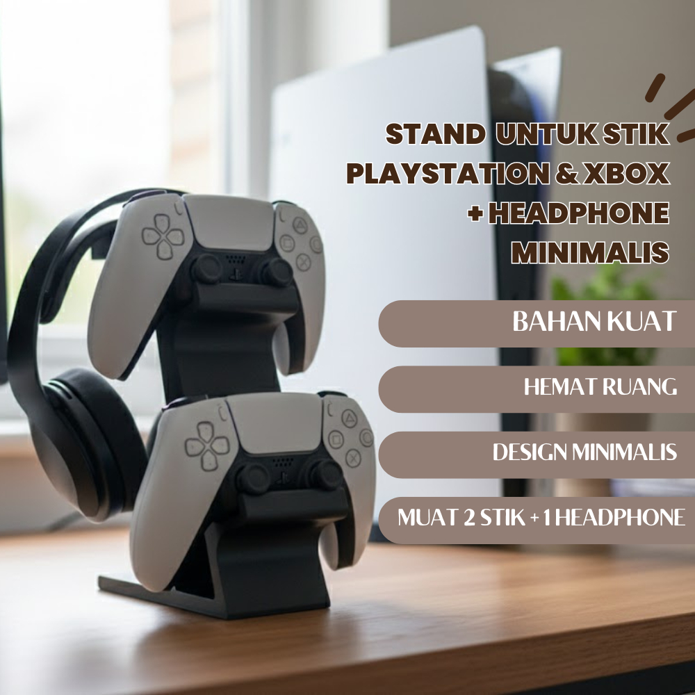 Jual Stand Stik PS5 PS4 Xbox dengan Headphone Minimalis Bahan Kuat ...