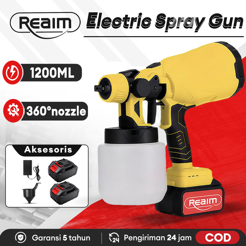 Jual Reaim 1200ML Electric Spray Gun 450W Alat Penyemprot Cat Portabel ...