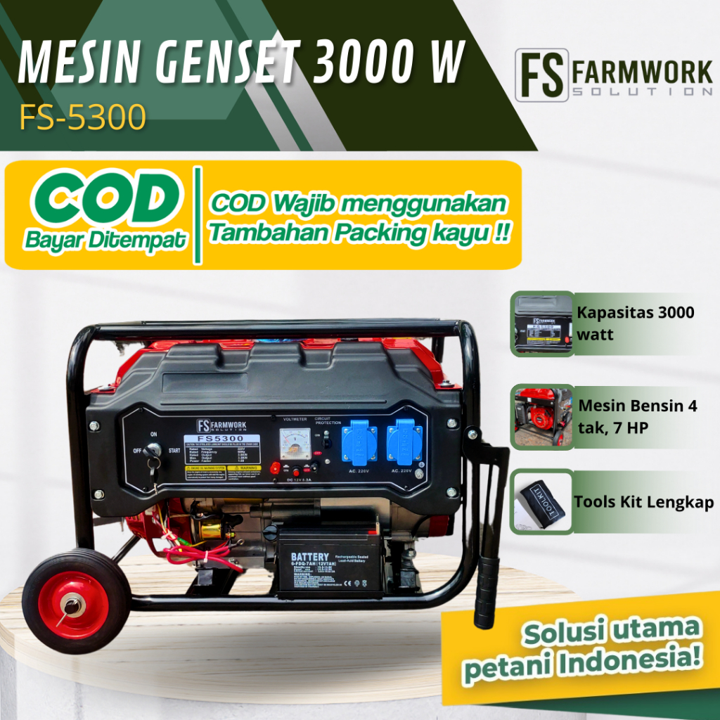 Jual Mesin Genset Bensin FS5300 3000 WATT Farmwork Solution | Gasoline ...