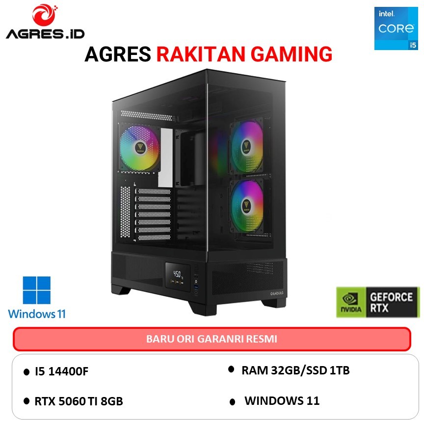 Jual AGRES RAKITAN PC GAMIN I5 14400F RTX 5060 TI 8GB - RAM 32GB 1TB ...
