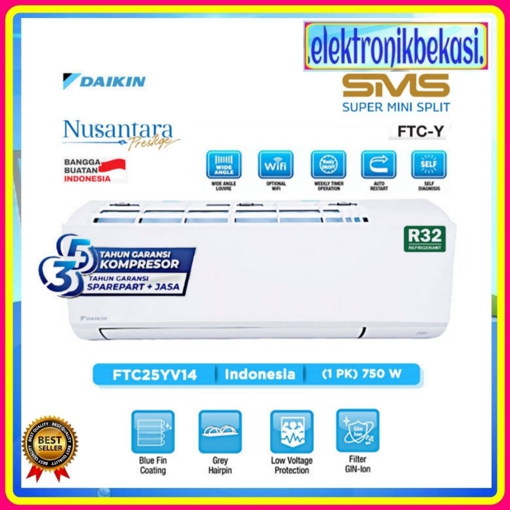 Jual AC DAIKIN FTC 25 YV 14 / AC DAIKIN INDONESIA 1 PK FTC 25YV14 ...