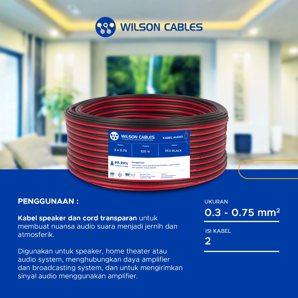 Jual WILSON CABLES - Kabel Audio 2x0.75 mm² (50 Meter) - Kabel Speaker ...