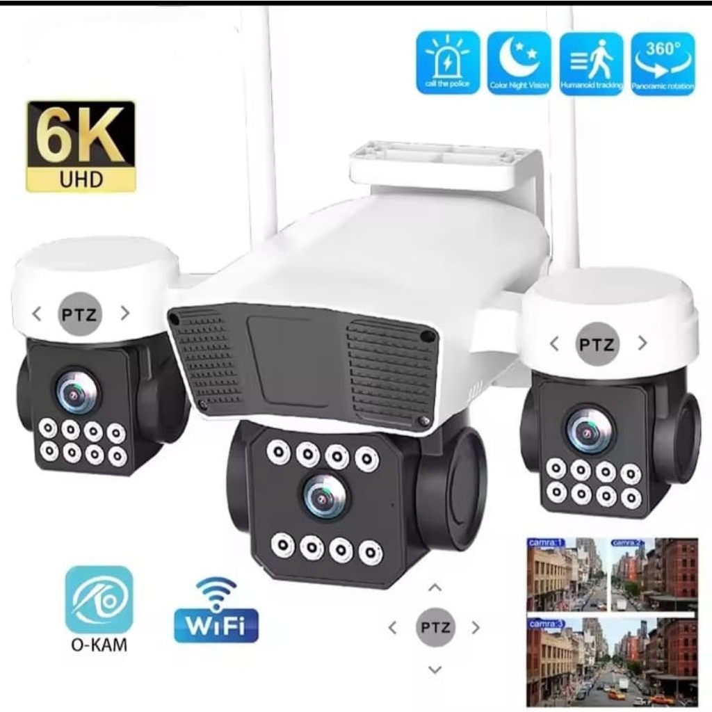 Jual New Cctv PTZ Outdoor IP Camera App O-Kam Pro Triple Lens Full ...
