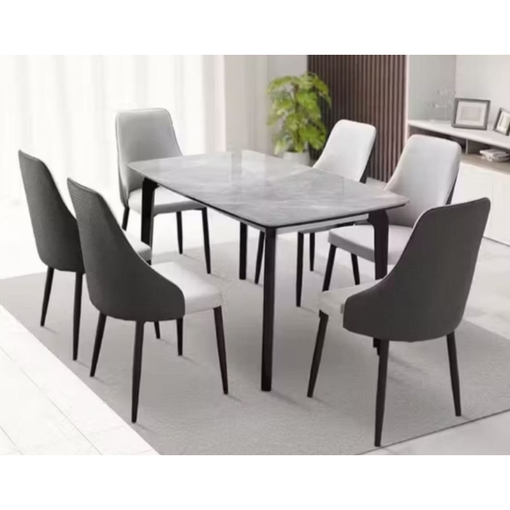 Jual Fortuna Living Set Meja Makan Batu Sinter / Meja Makan Kaki Kayu ...