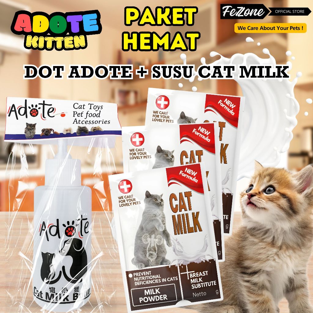 Jual Set Botol Dot Susu & Susu Kucing Sachet 20gram CAT MILK Susu Anak ...