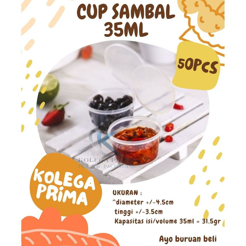 Jual THINWALL CUP SAOS KLIP 35ML/ OTG 35/ WADAH PLASTIK SAOS SAMBAL ...