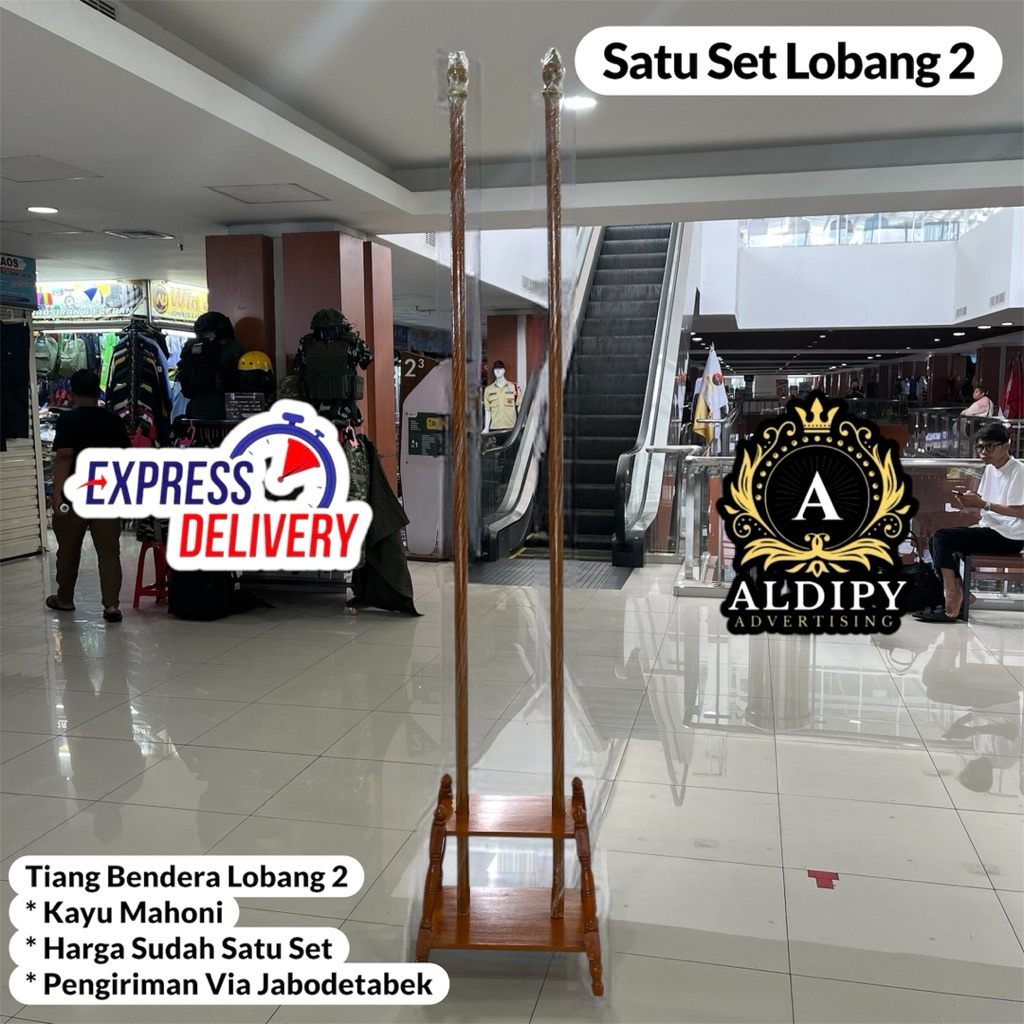 Jual Tiang Pataka Bendera Ruangan Lobang 2, Satu Set Tiang Dan Tatakan ...