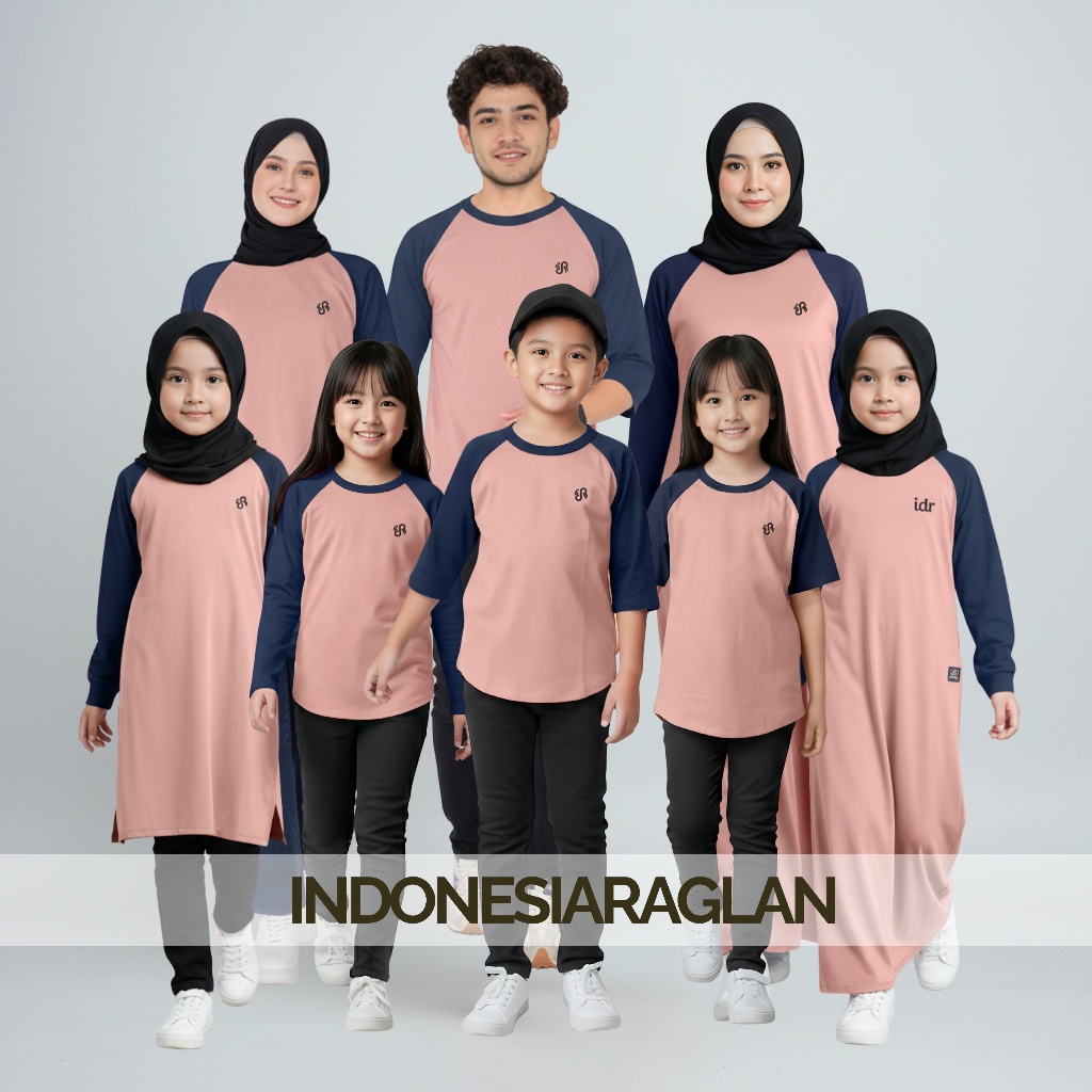 Jual Indonesia Raglan Warna Salem - Navy Family Set Keluarga, Couple ...