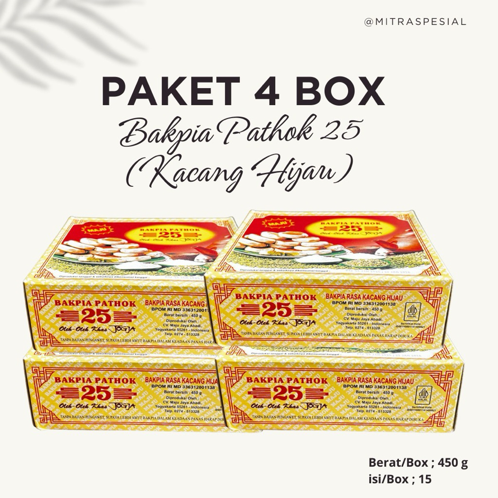 Jual [ PAKET 4 BOX ] BAKPIA PATHOK 25 ORIGINAL KHAS JOGJA ISI 15 ...