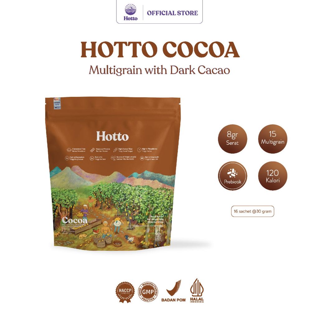 Jual HOTTO Cocoa Multigrain Cokelat Tinggi Serat 550g 16 Sachet ...