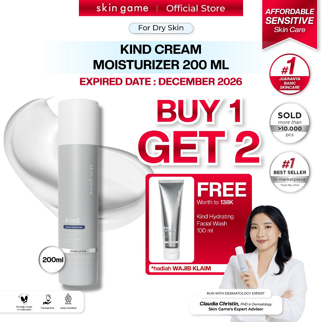 Jual [Exclusive BUY 1 GET 2] Skin Game Kind Cream Moisturizer 200ml ...