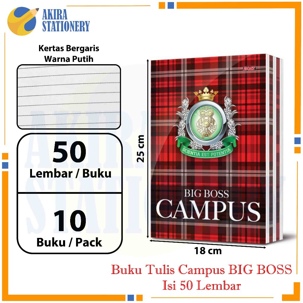 Jual Buku Tulis BIG BOSS CAMPUSS 50 Lembar ( 10 Pcs ) / Buku Sekolah B5 ...