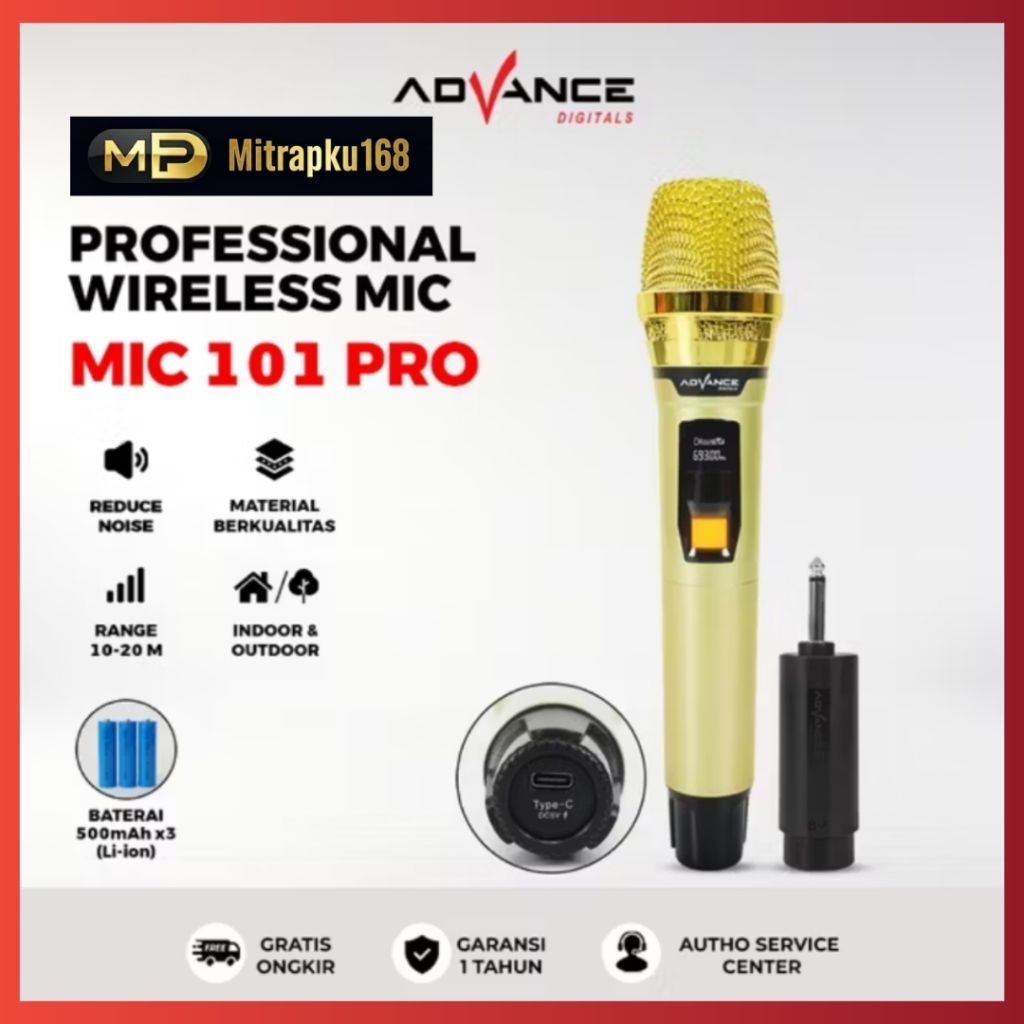 Jual Mic Wireless Advance Mic-101 Pro Microphone Wireless Profesional ...