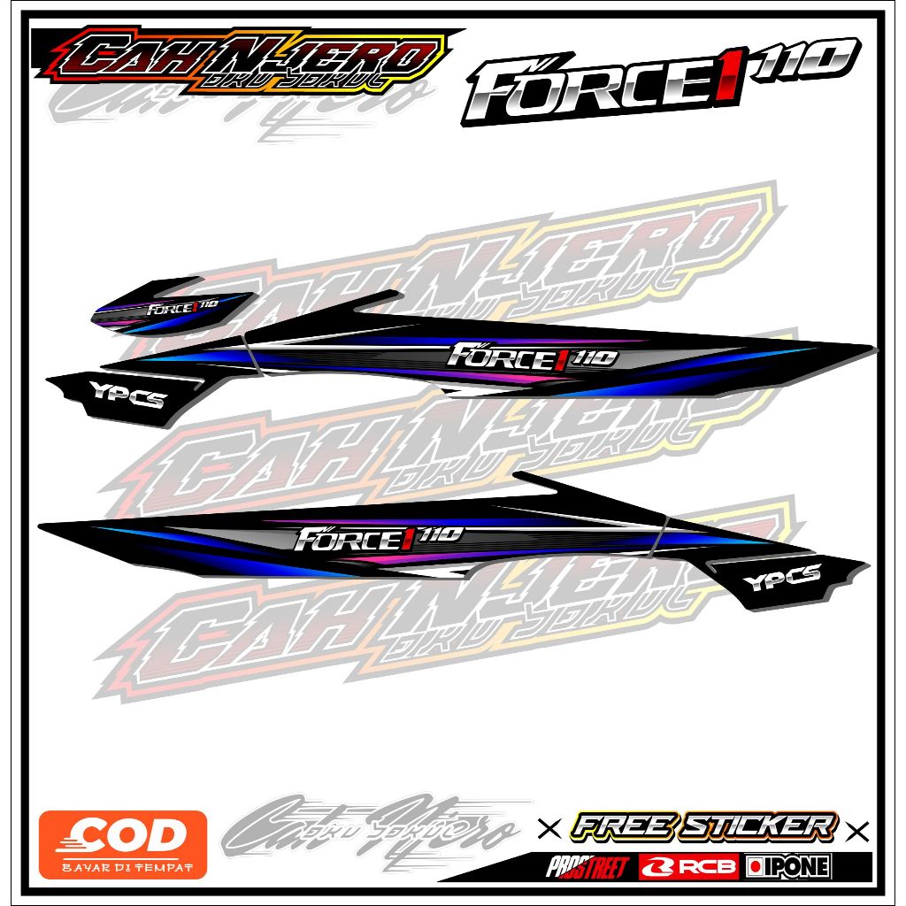 Jual STRIPING VARIASI MOTOR YAMAHA FORCE 1 - LANCIP STYLE/ STRICKER ...