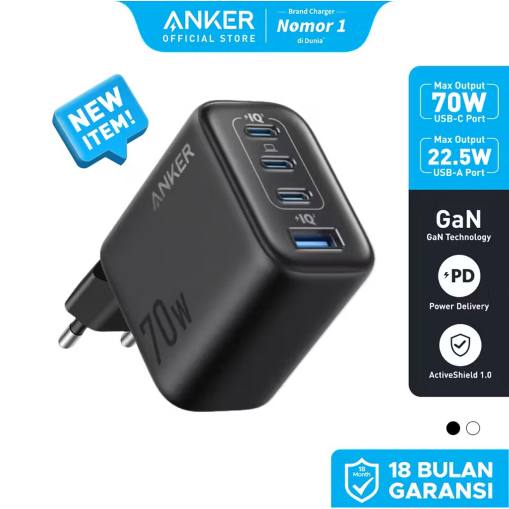 Jual Anker Zolo 70W Charger 4-Port A121C Fast charger Gan Technology ...