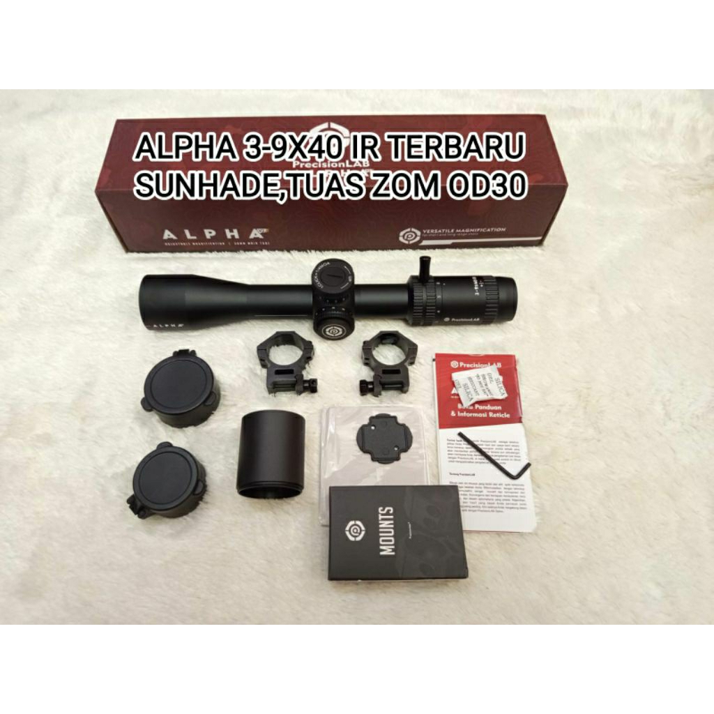 Jual TELESKOP PRECISION LAB ALPHA V2 3-9X40 IR TERBARU tube 30mm ...