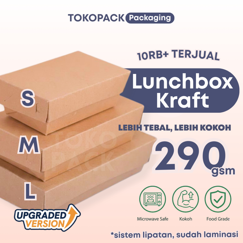 Jual Paper Lunch Box Kraft S M L Laminasi Dus Kotak Makan Lipat / Rice ...