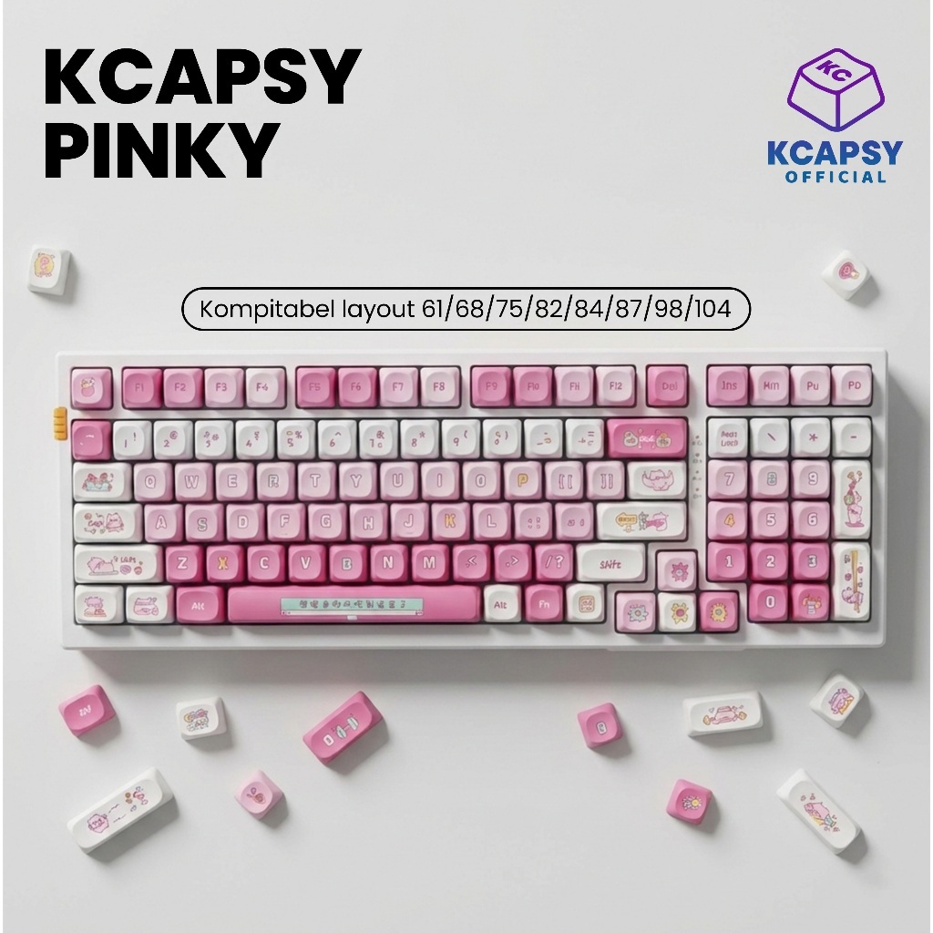 Jual 5Star Keycaps Mechanical Keyboard Pinky Series 130 Keys OQO ...