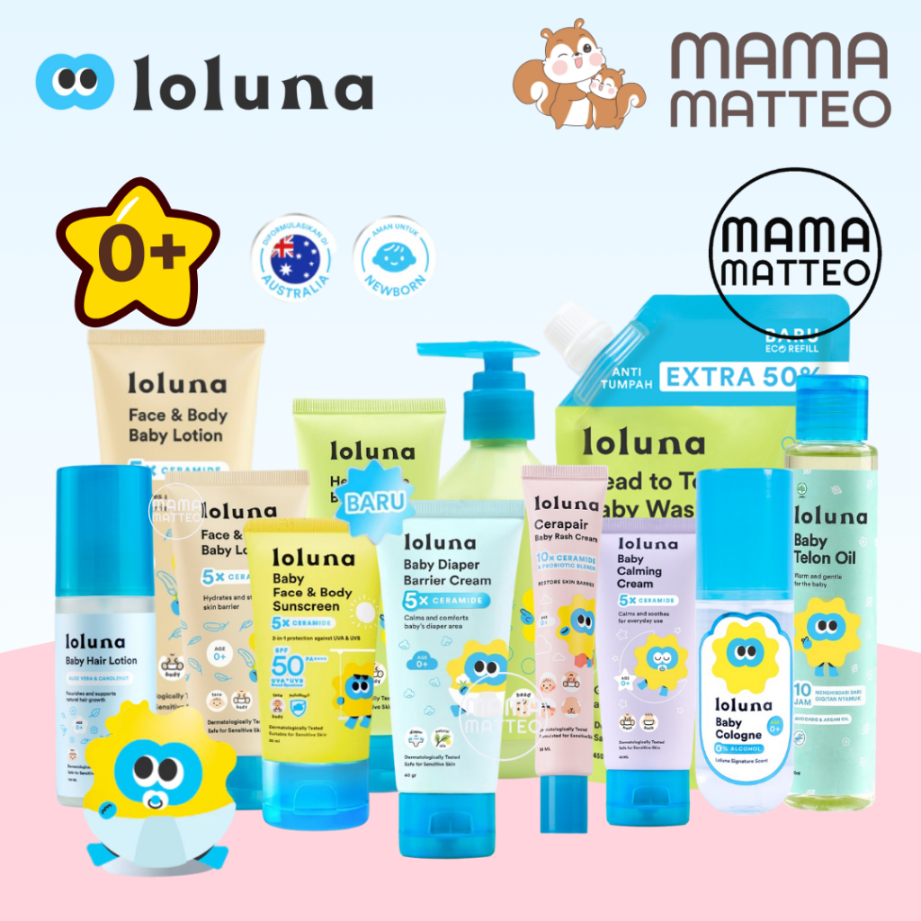 Jual LOLUNA Baby Wash Face Body Lotion Hair Lotion Rash Calming Cream ...