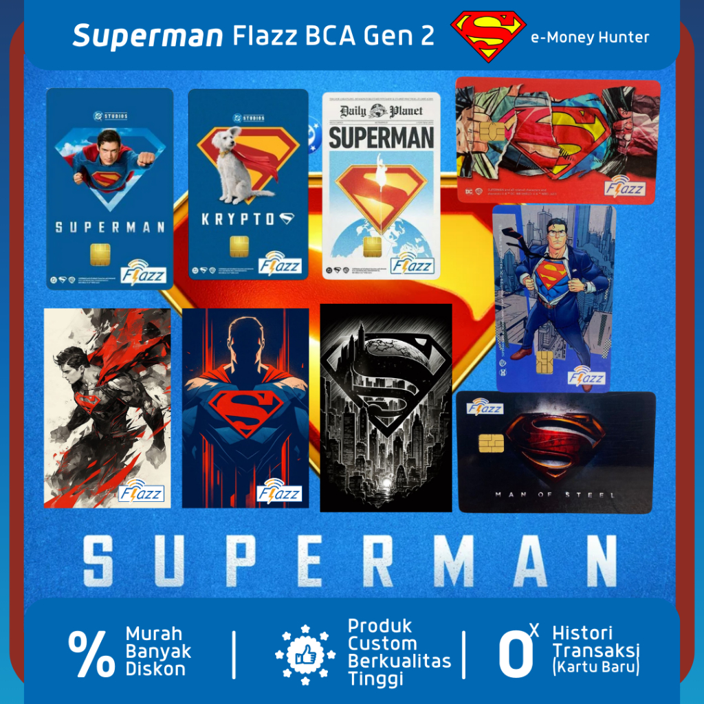 Jual SUPERMAN Flazz BCA Gen 2 Original Custom Limited Edition NFC ...