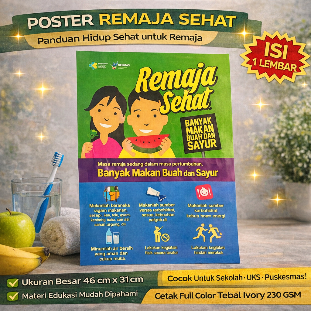 Jual Poster Remaja Sehat - Poster Kesehatan, Poster Edukasi Gizi untuk ...