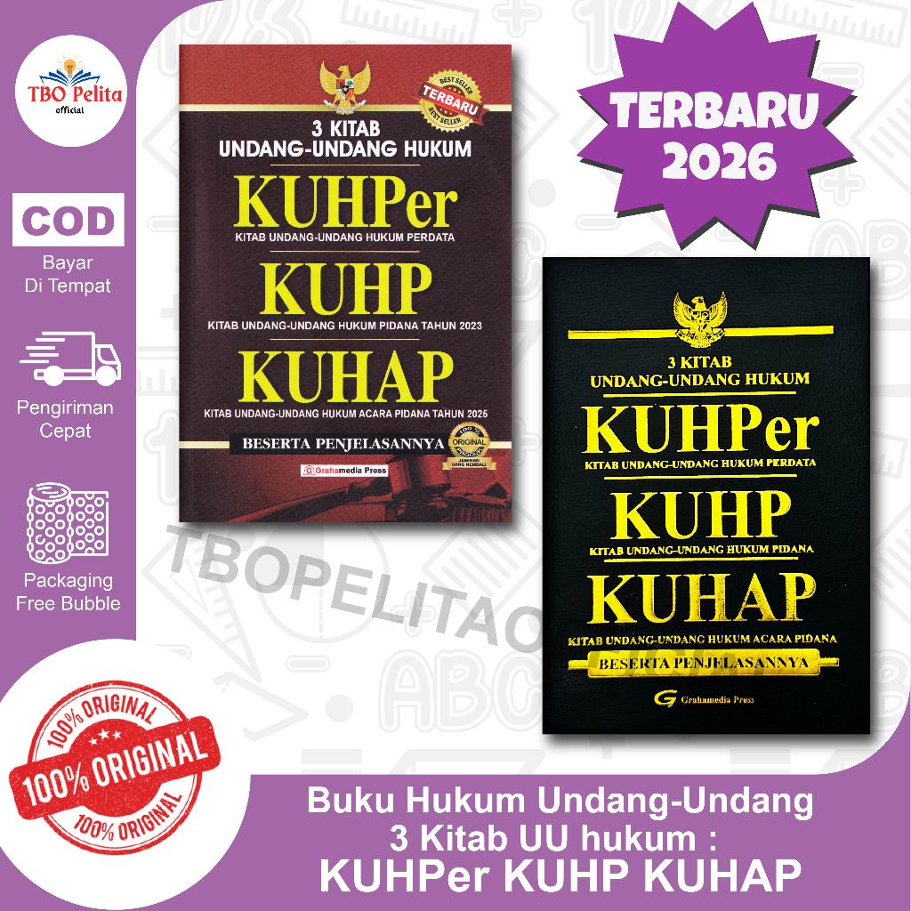Jual Buku Hukum Undang Undang - 3 Kitab UU Hukum : KUHPer KUHP KUHAP ...