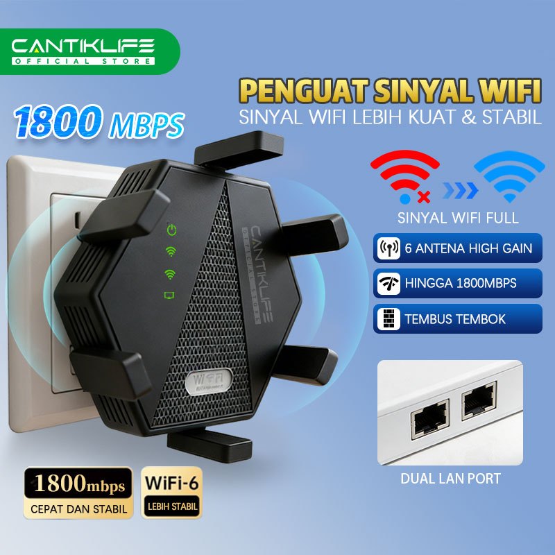 Jual WiFi Signal Amplifier 1800Mbps 6 Antena Dual Band 2.4G 5G Penguat ...