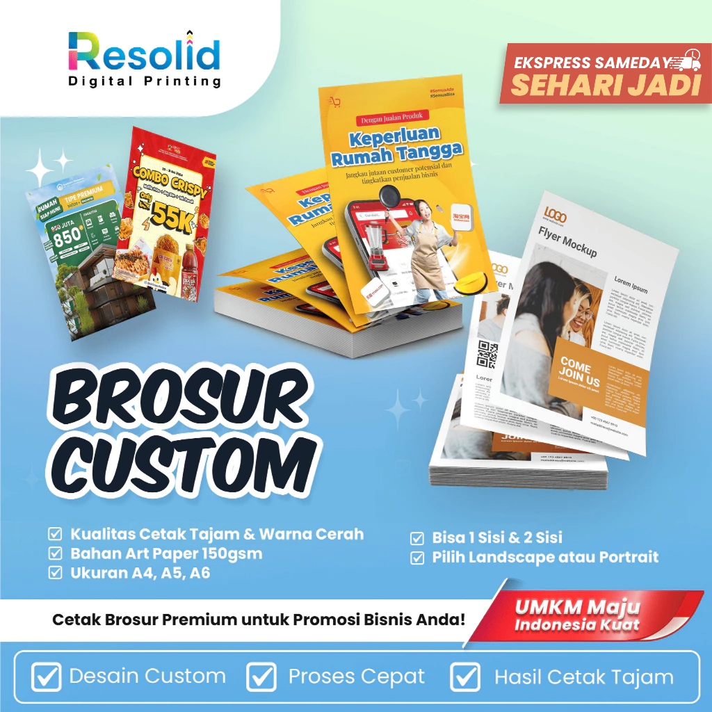 Jual Cetak Brosur Custom A4 A5 500 Lembar | Jasa Printing Brosur ...