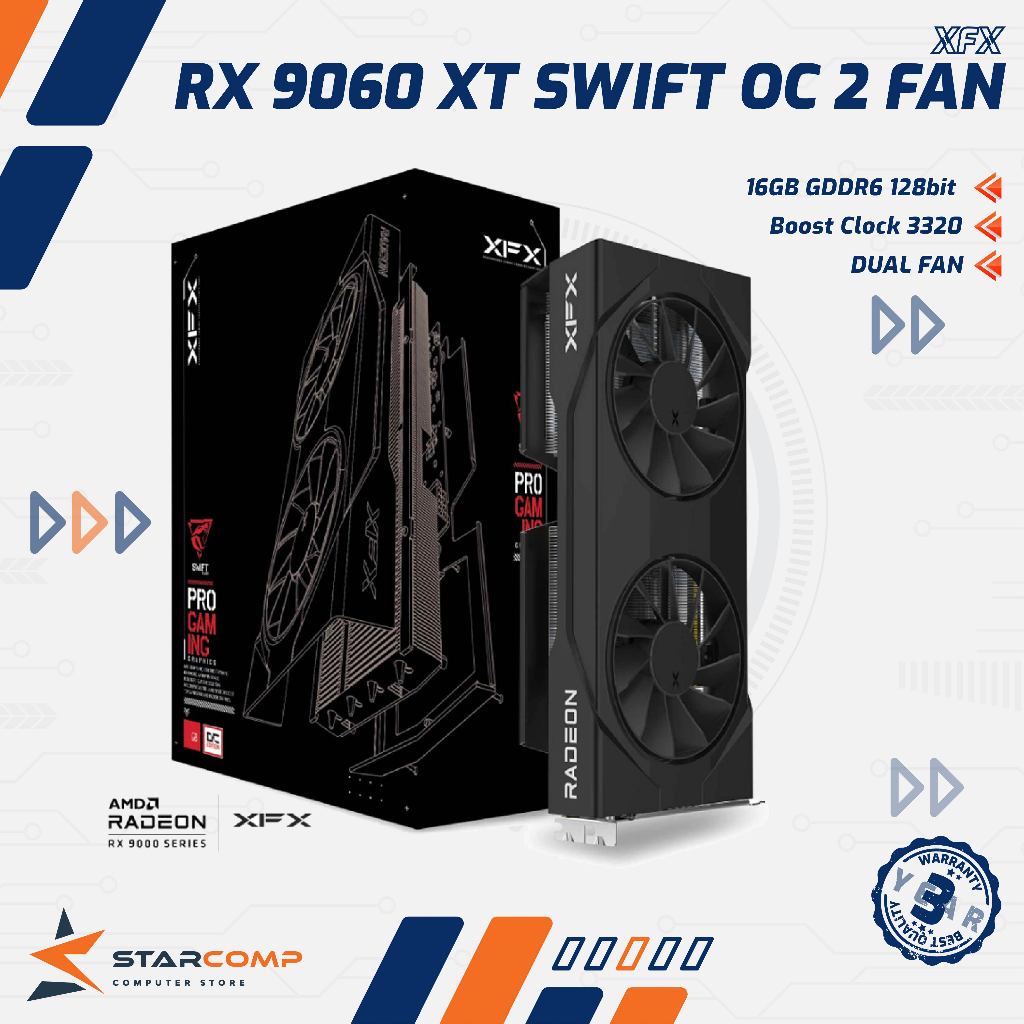Jual XFX Radeon RX 9060 XT 16GB SWIFT OC 2 FAN BLACK | Shopee Indonesia
