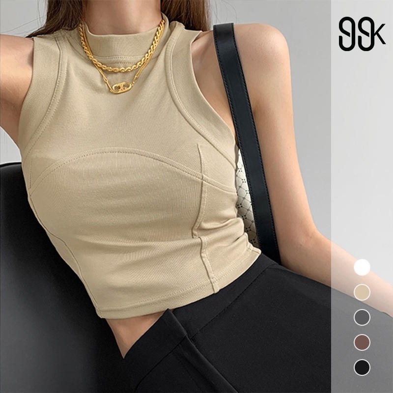 Jual [Premium] 99kOUTLET Tank Top Cropped Turtle Neck Tanpa Lengan 7115 ...