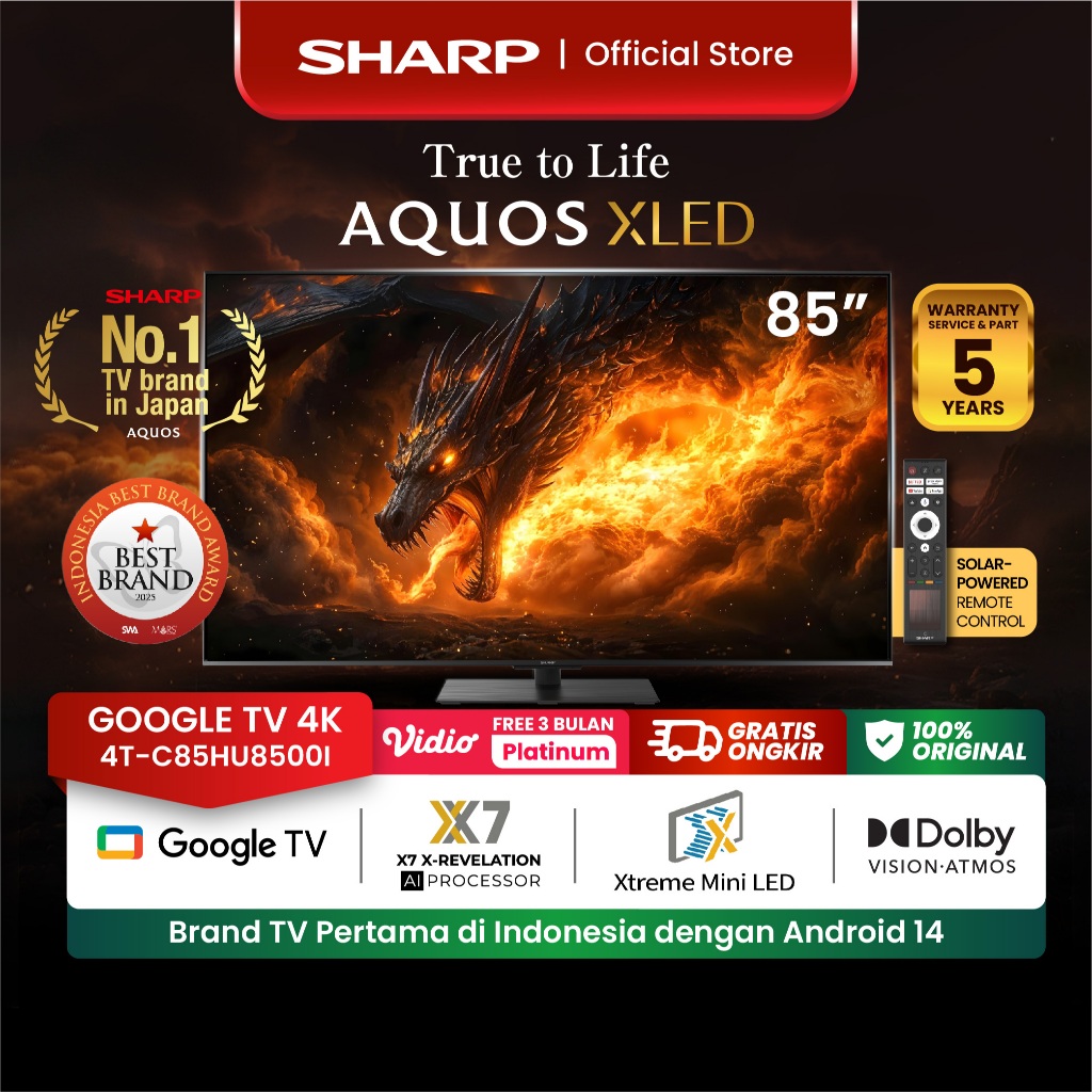 Jual SHARP Aquos XLED 4K Google TV 85 Inch - 4T-C85HU8500I - X7 ...
