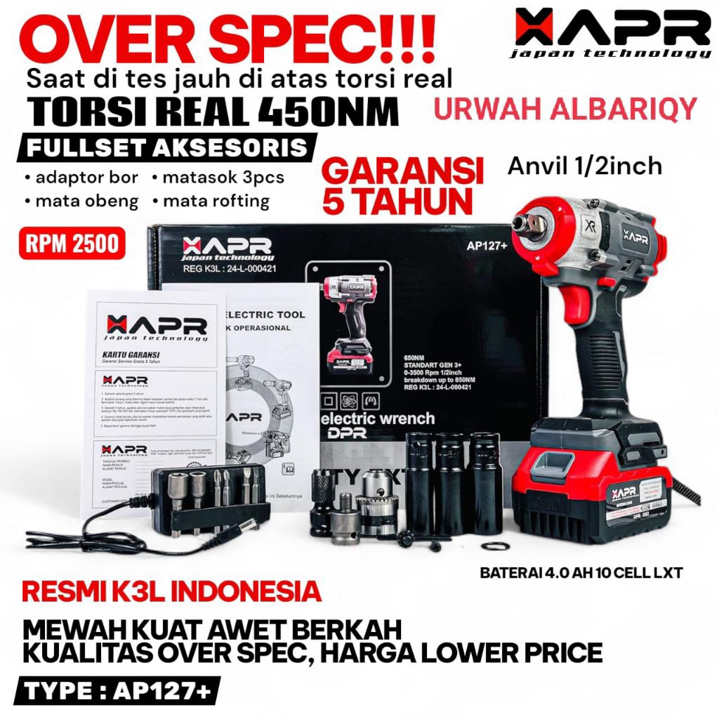 Jual APR RAJA BOR IMPACT WRENCH AP127+ 650NM BODY KECIL TENAGA BESAR ...