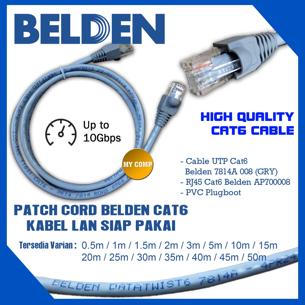 Jual Kabel UTP Belden Cat6 Original LAN Patch Cord Network Cable Belden ...