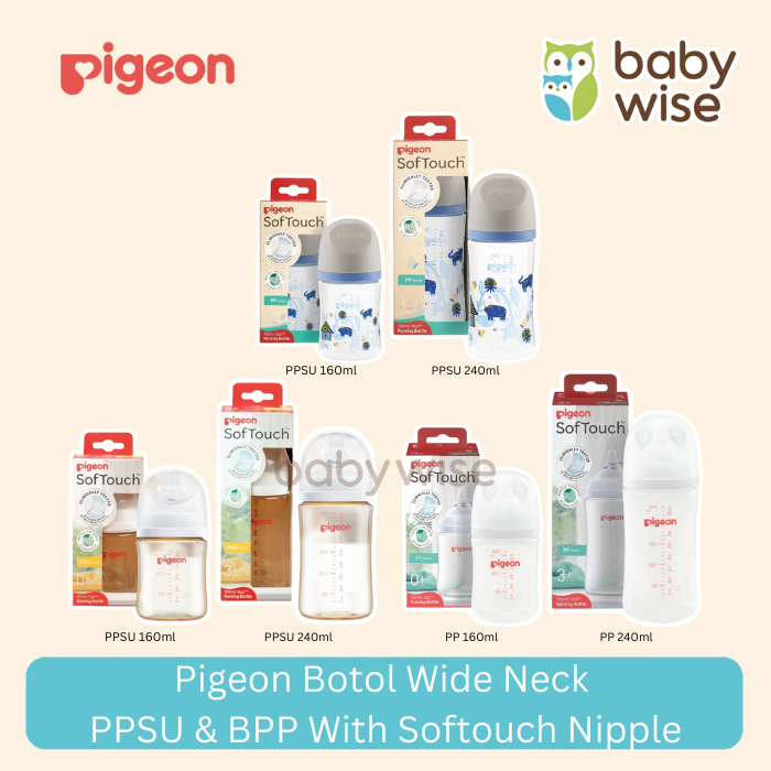 Jual Pigeon Botol Wide Neck PPSU & BPP With Softouch Nipple - Botol ...