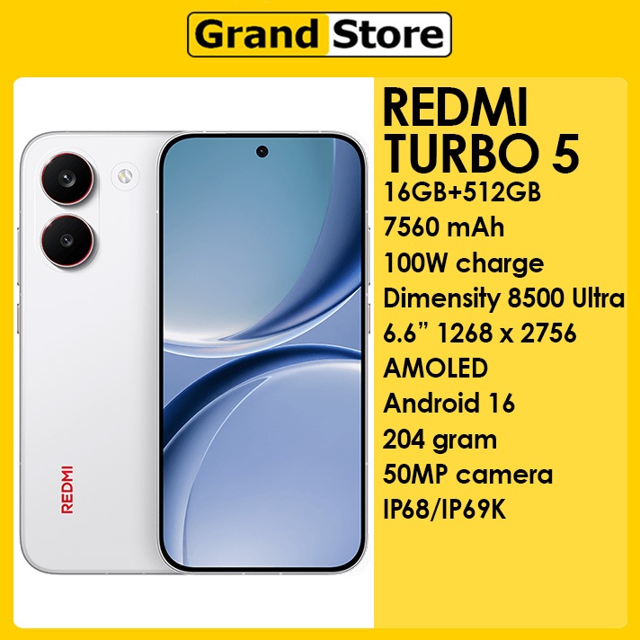 Jual Redmi Turbo 5 | 5G | CN ROM | 16GB+512GB | Dimensity 8500 Ultra ...