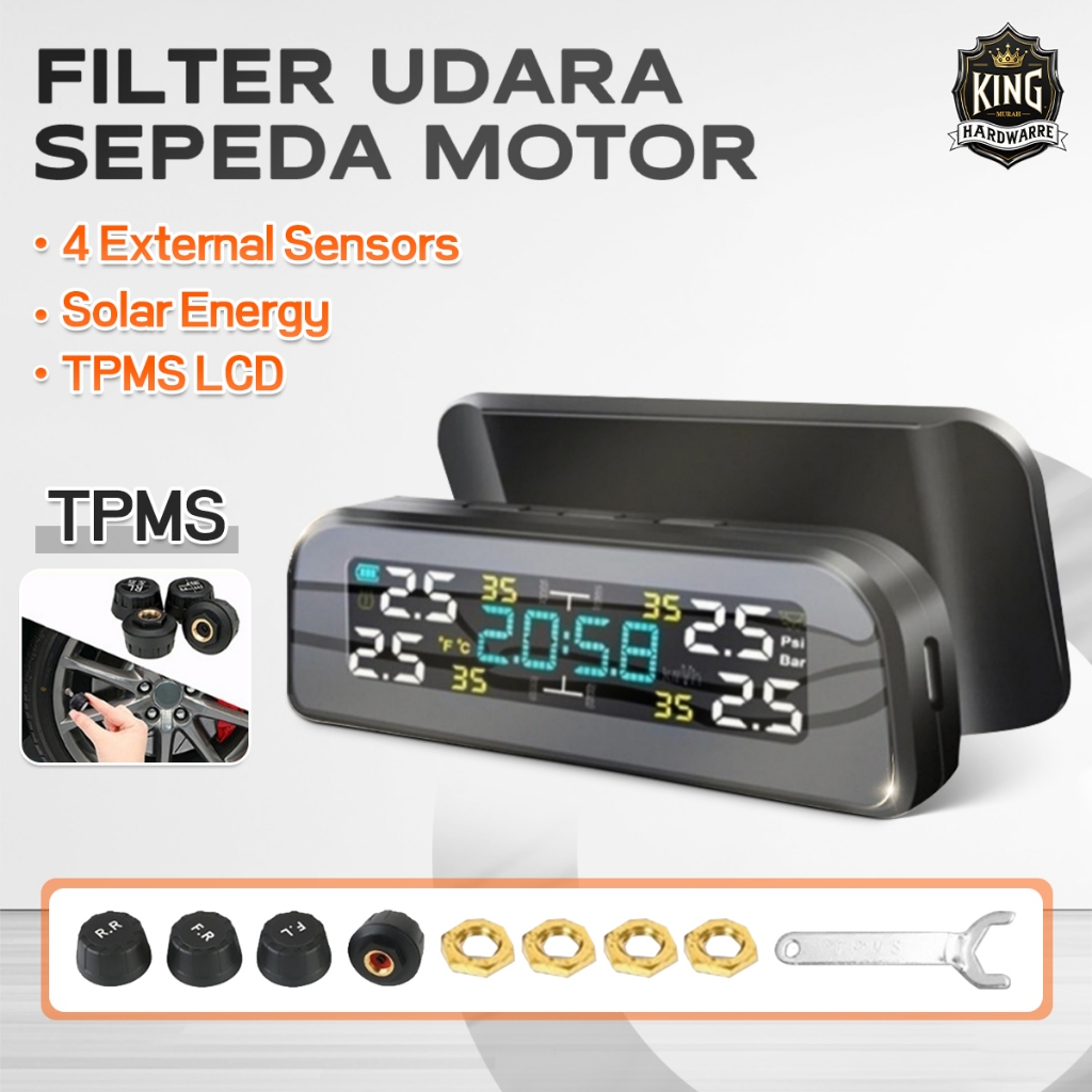 Jual TPMS T12 Alarm Pengukur Tekanan Ban Mobil /Dengan Layar LCD Solar ...