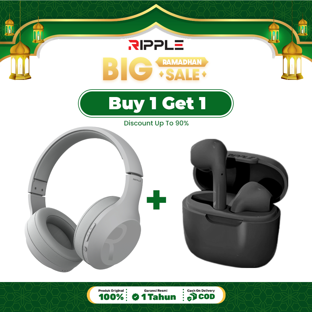 Jual Ripple Wireless RHB A007 Headphone + TWS Prime Bluetooth Earphone ...