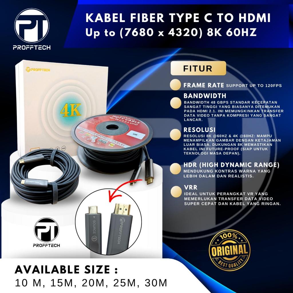 Jual PROFFTECH - Kabel Type c To Hdmi Fiber Optic, -25M | Shopee Indonesia