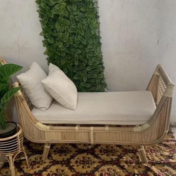 Jual KURSI SOFA BENCH ROTAN ALAMI 2 SEATER DENGAN BANTAL/SOFA SANTAI ...