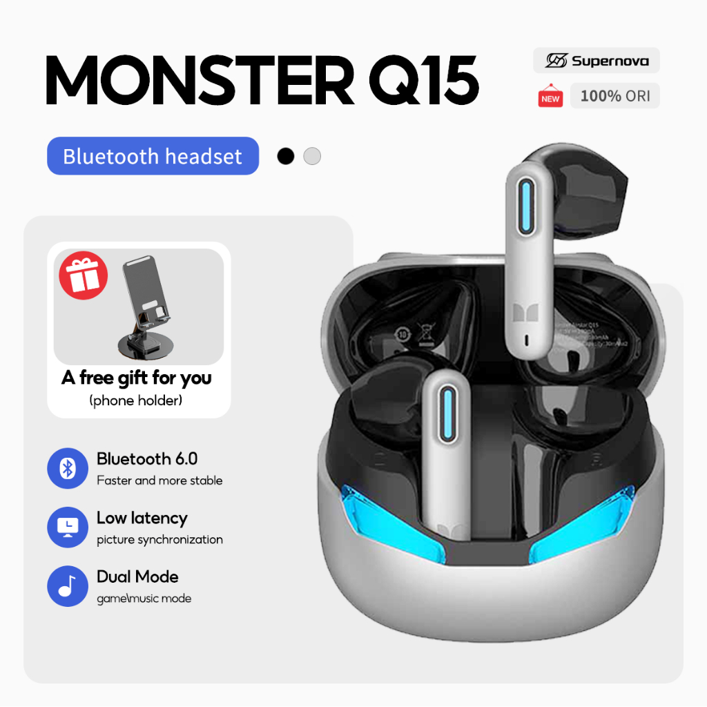 Jual Supernova x Monster Q15 TWS Gaming Low Latency Dual-Mode Music ...