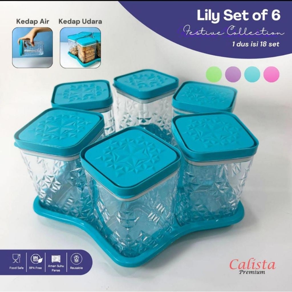 Jual Toples Set Lily Calista 5 & 6 1000ml Bahan Akrilik / Toples Kue ...