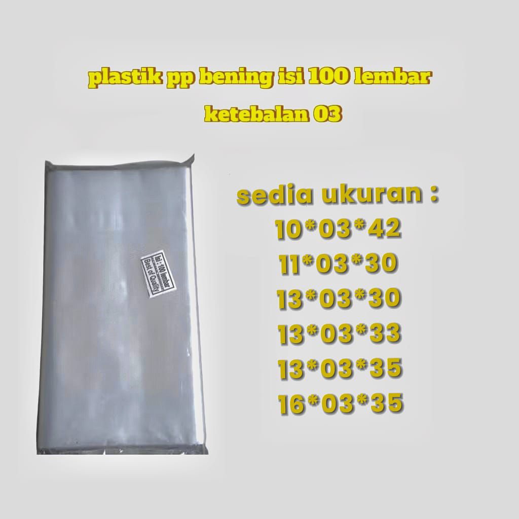 Jual PLASTIK PP BENING KETEBALAN 03 ISI 100 LEMBAR | Shopee Indonesia