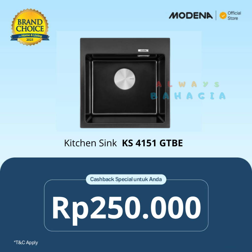 Jual Modena KS 4151 GTBE Quartz Granite Sink 1 Bowl Topmount KS 9110F ...