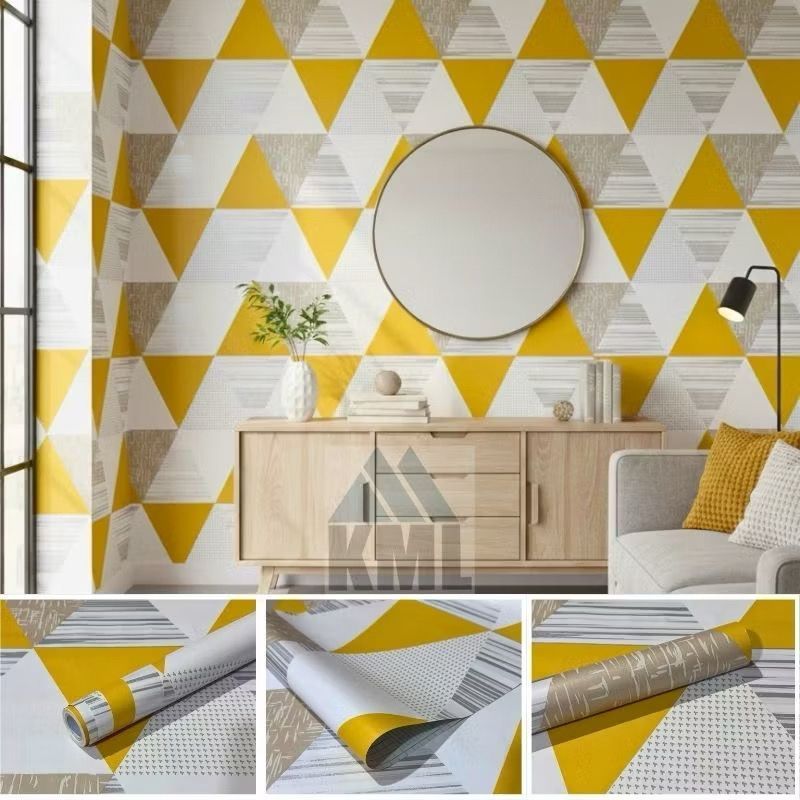 Jual Wallpaper Dinding Stiker Wallpaper Segitiga Kuning 8m Lebar 45cm ...